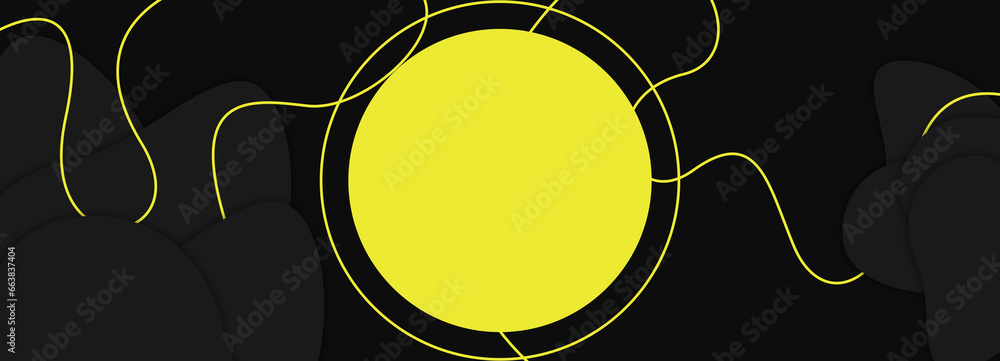 Paper cut illustration with yellow colored outline on isolated black ...