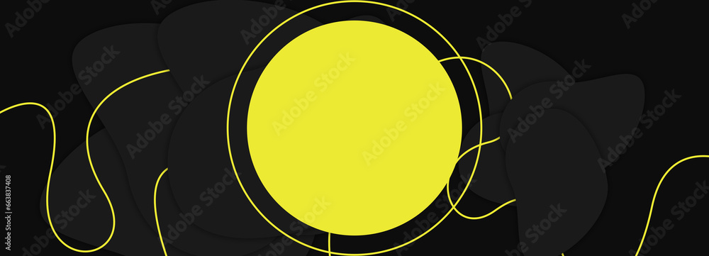 Paper cut illustration with yellow colored outline on isolated black ...