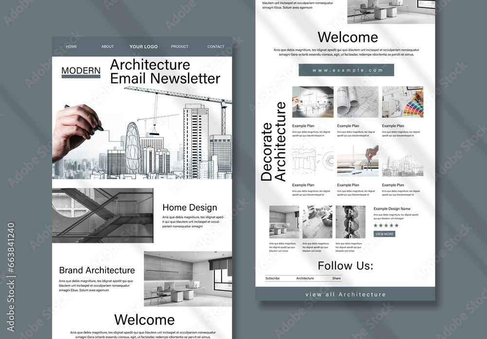 Architecture Email News Letter Layout Stock Template | Adobe Stock