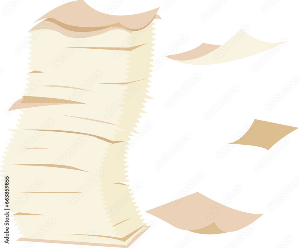Paper files fall down. Flying sheets vector illustration. Blank sheet ...