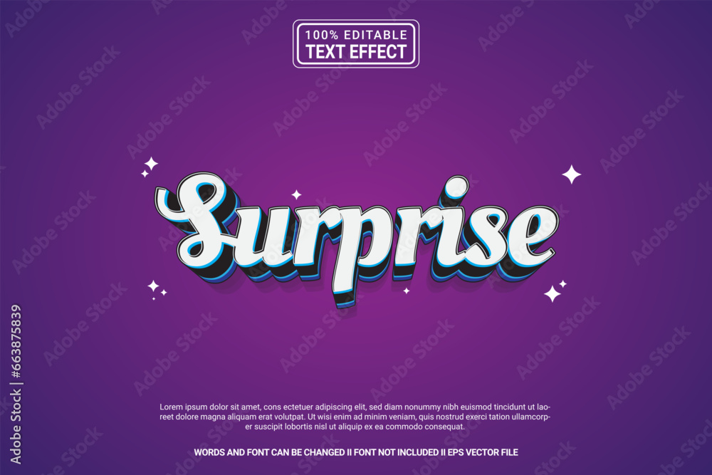 Editable text effect Surprise 3d cartoon template style modren premium ...