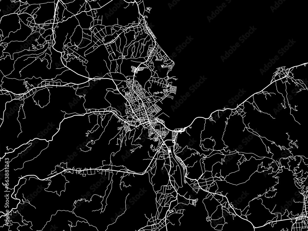 Vector road map of the city of Amakusa in Japan with white roads on a ...