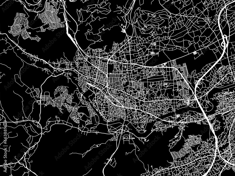 Vector road map of the city of Hanno in Japan with white roads on a ...