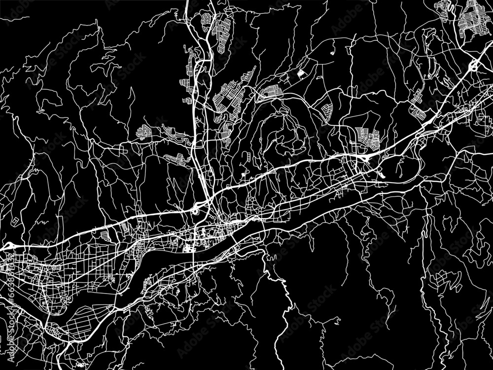 Vector road map of the city of Hashimoto in Japan with white roads on a ...
