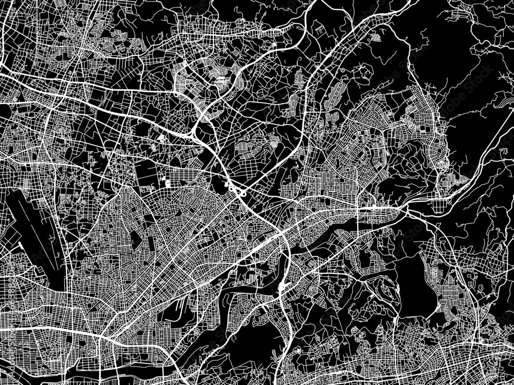 Vector road map of the city of Kasugai in Japan with white roads on a ...