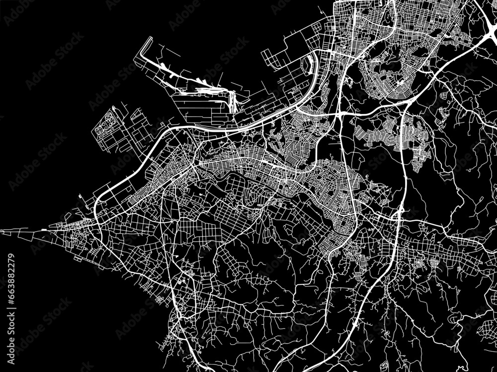 Vector road map of the city of Kimitsu in Japan with white roads on a ...