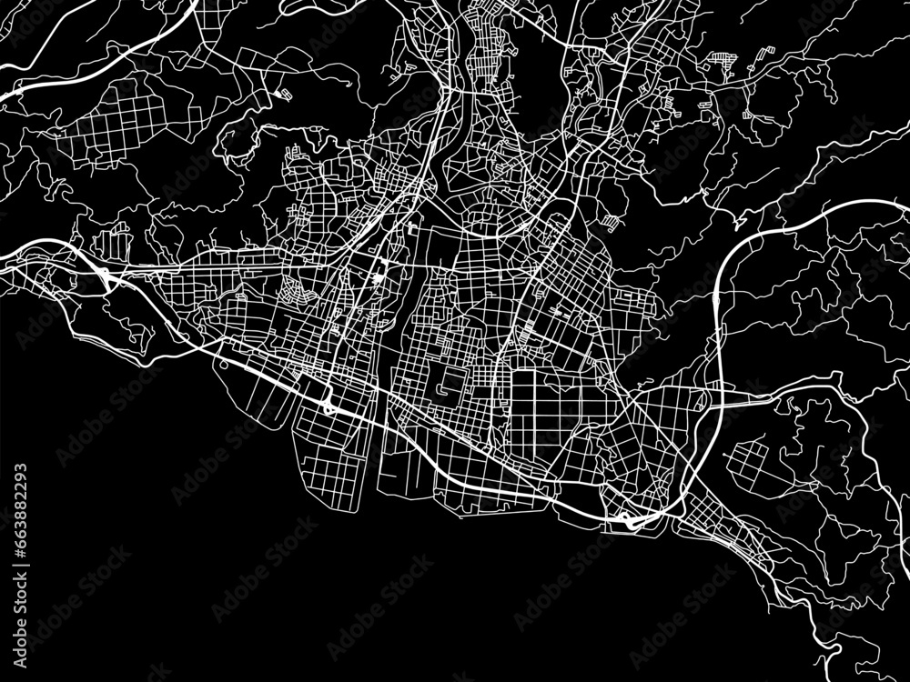 Vector road map of the city of Kirishima in Japan with white roads on a ...