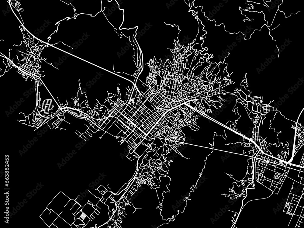 Vector road map of the city of Kure in Japan with white roads on a ...