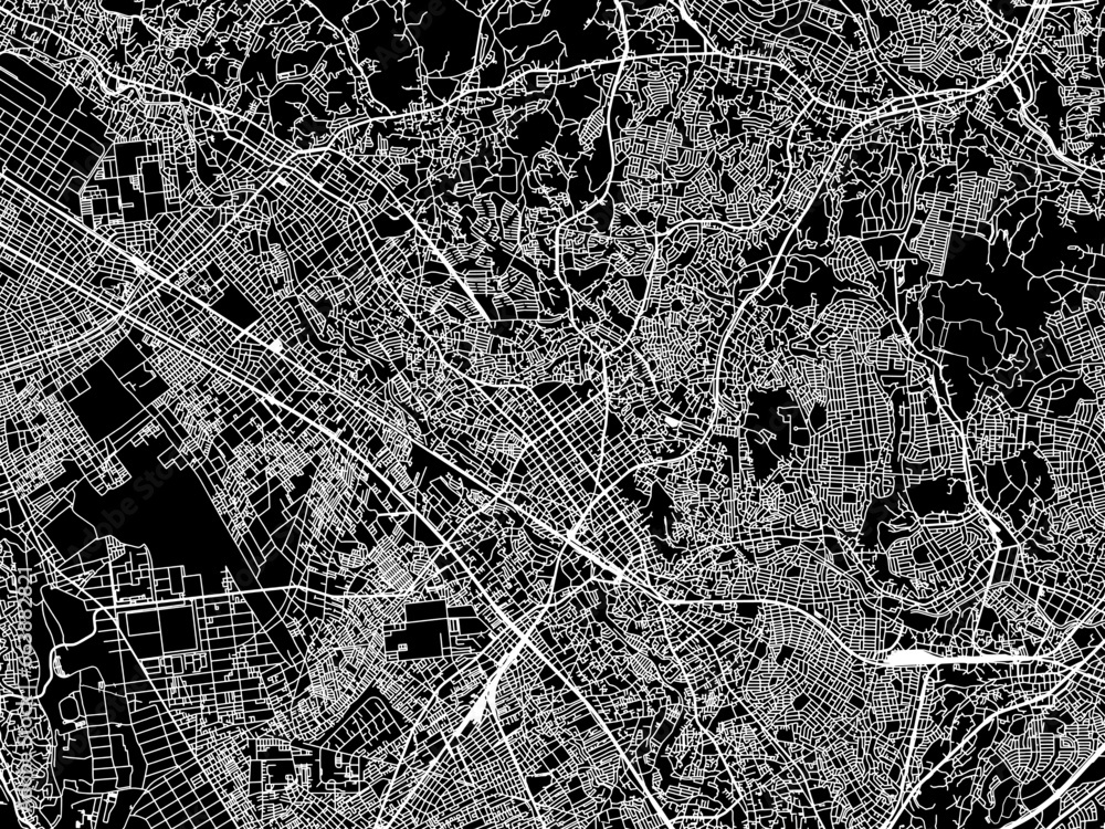 Vector road map of the city of Machida in Japan with white roads on a ...