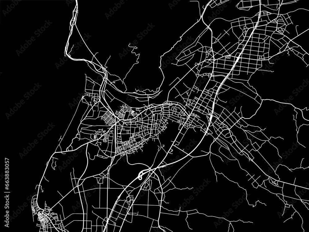 Vector road map of the city of Murakami in Japan with white roads on a ...
