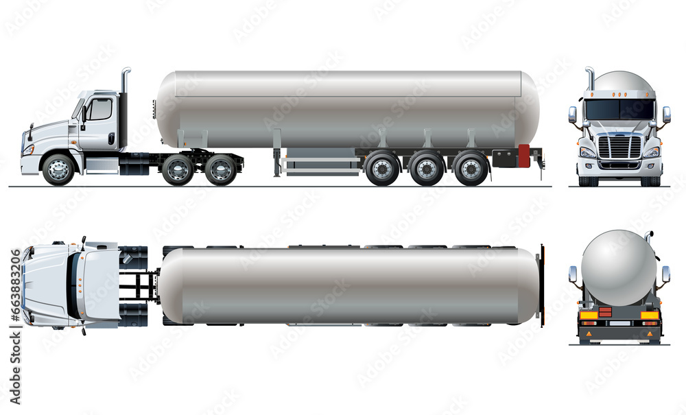 Vector realistic tanker truck template isolated on transparency ...
