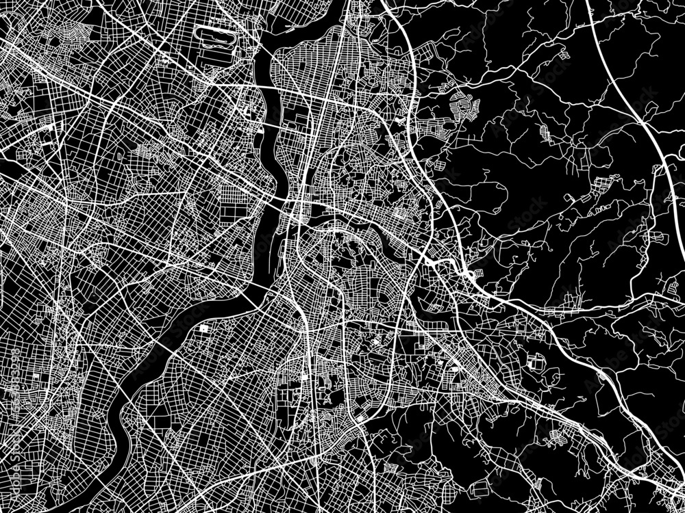 Vector road map of the city of Okazaki in Japan with white roads on a ...
