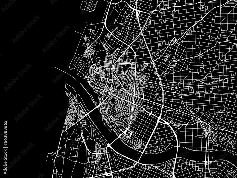 Vector road map of the city of Sakata in Japan with white roads on a ...