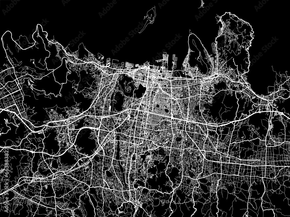 Vector road map of the city of Takamatsu in Japan with white roads on a ...
