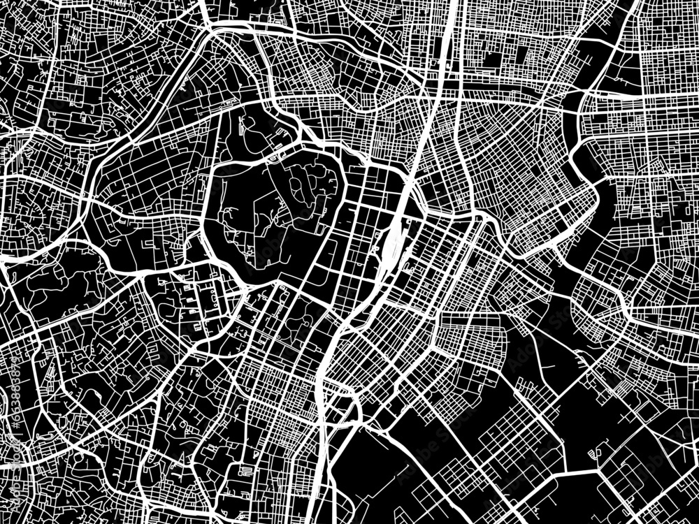 Vector road map of the city of Tokyo City Center in Japan with white ...