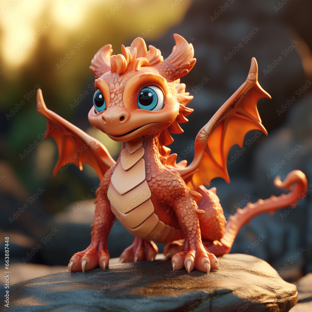 A highly detailed red dragon in vibrant 3D graphic pop-up design ...