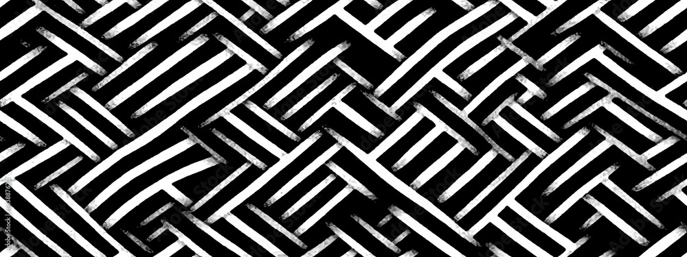 Seamless abstract woven striped checker mesh doodle drawing pattern ...