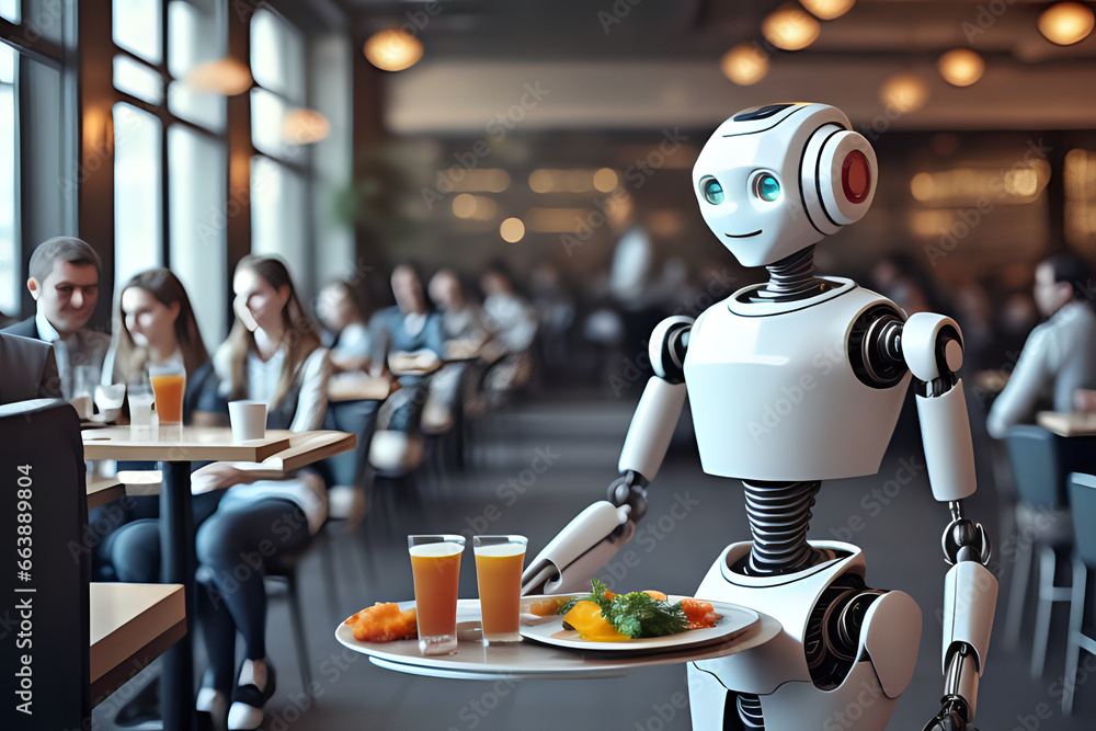 Artificial intelligence robot as waiter Stock Photo | Adobe Stock Artificial intelligence robot as waiter Stock Photo | Adobe Stock