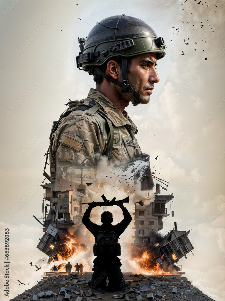 War, Conflict in the Middle East, symbolic image of the Israel ...