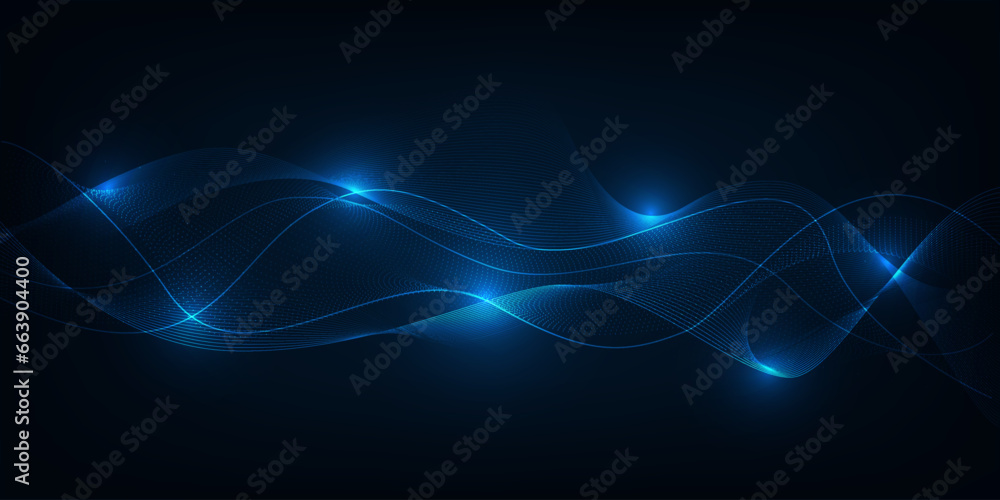 Vector illustration of digital waveform or wireframe wave.Abstract ...