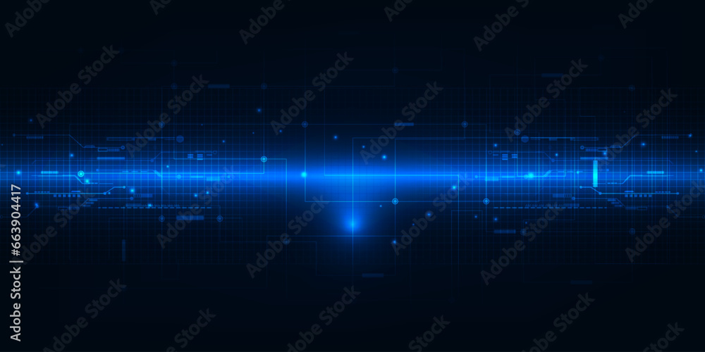 Vector illustration of abstract futuristic horizontal digital space for ...