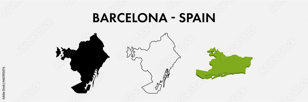 Barcelona spain city map set vector illustration design isolated on ...