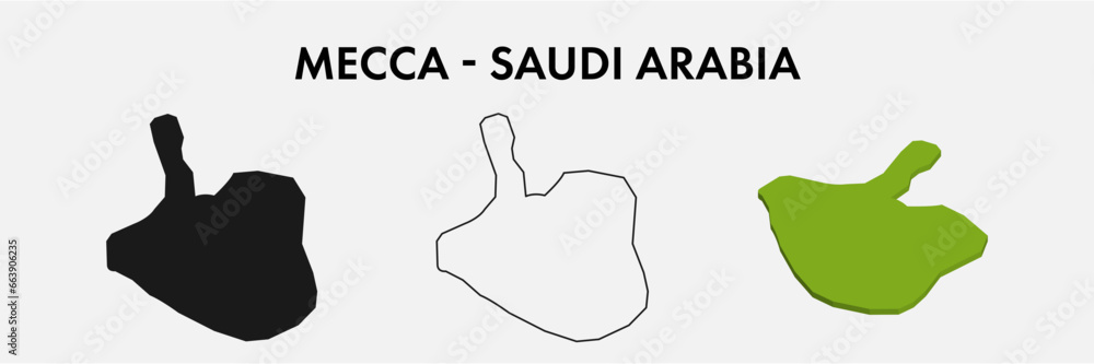 Mecca Saudi Arabia city map set vector illustration design isolated on ...