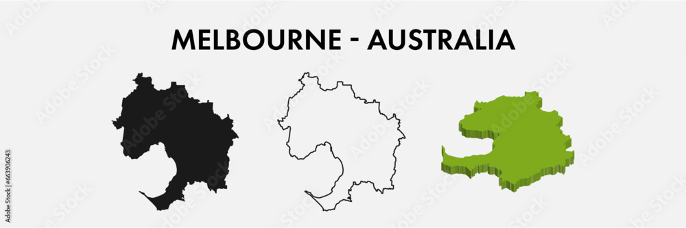 Melbourne Australia city map set vector illustration design isolated on ...