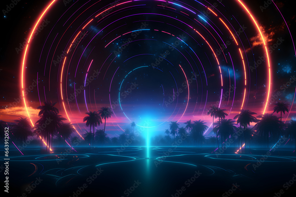 80s Retro Sci-Fi Background Futuristic Grid landscapeDigital cyber ...