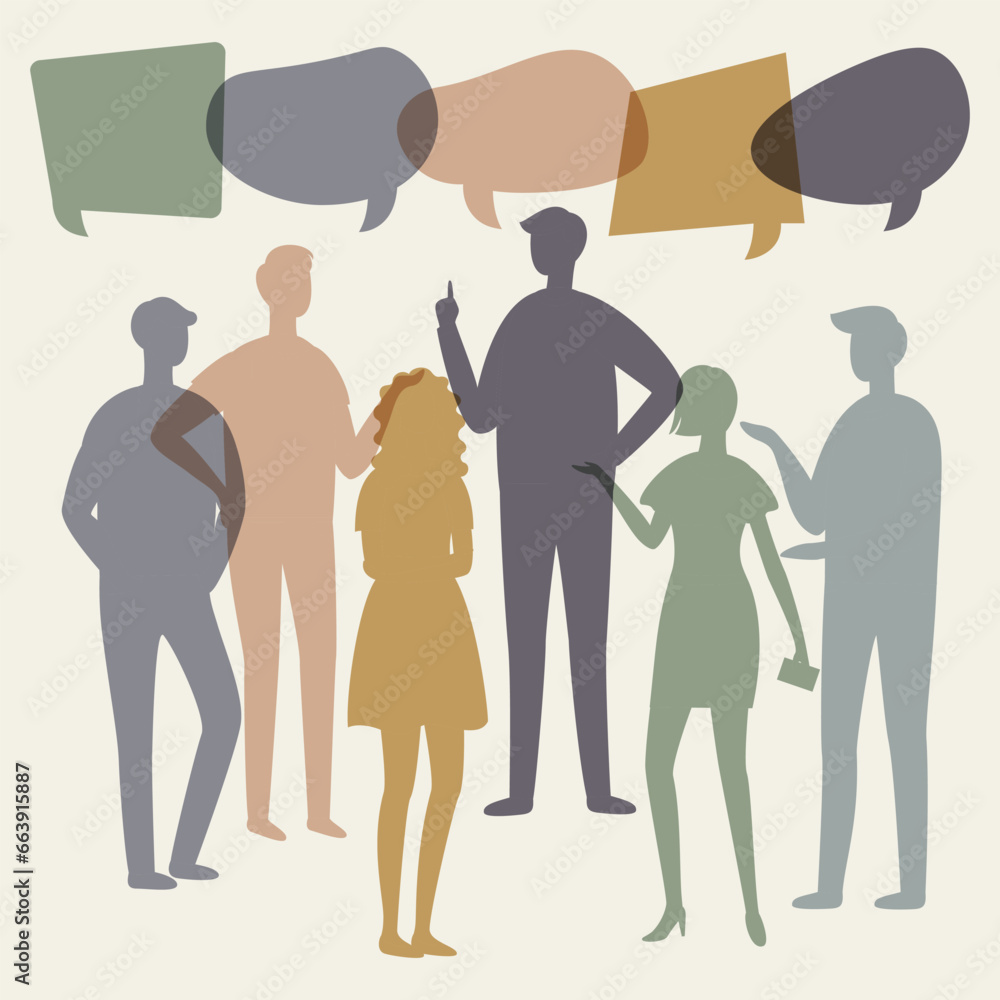 People talking. Vector illustration. People use their words to express ...