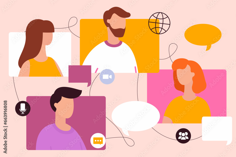 People talking. Vector illustration. Negotiation is form communication ...