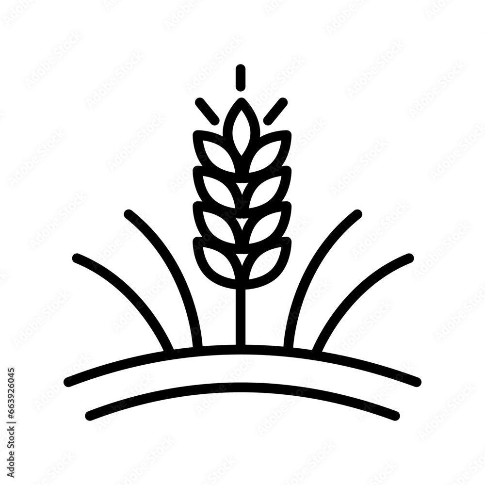 Vector farm wheat ears icon template. Whole grain symbol illustration ...
