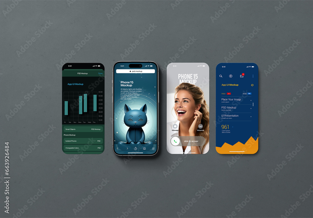 Phone Mockup App UI UX 15 Pro Set Stock Template | Adobe Stock