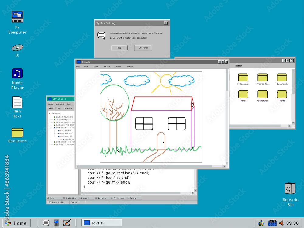90s Operating System Template with Image Editor Software For Old PC ...