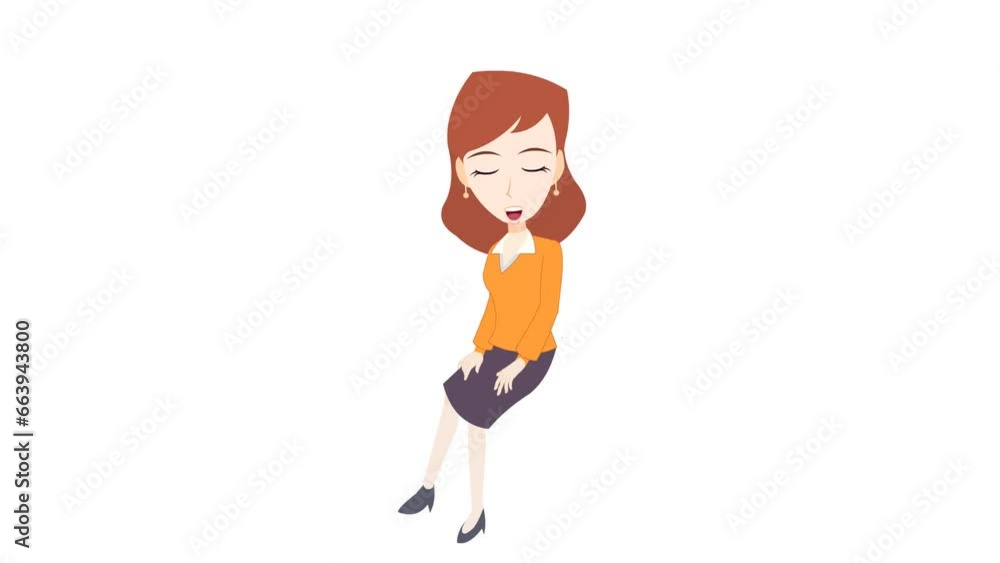 beautiful cartoon girl talking and explaining background and 2d ...