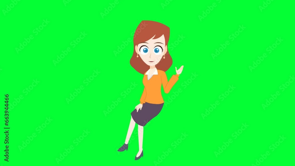 beautiful cartoon girl talking and explaining background and 2d ...