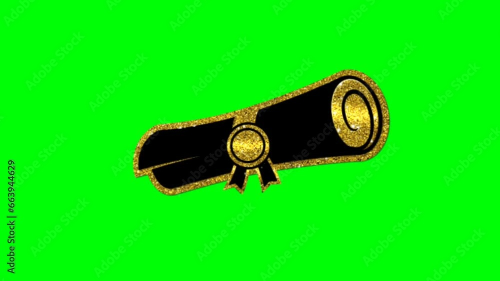 Graduation completely cap animation on a green screen. Congratulations ...