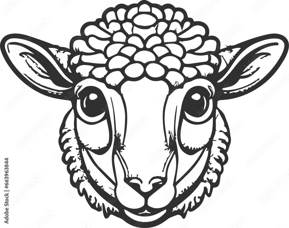 Sheep head and face drawing vector svg Stock Vector | Adobe Stock