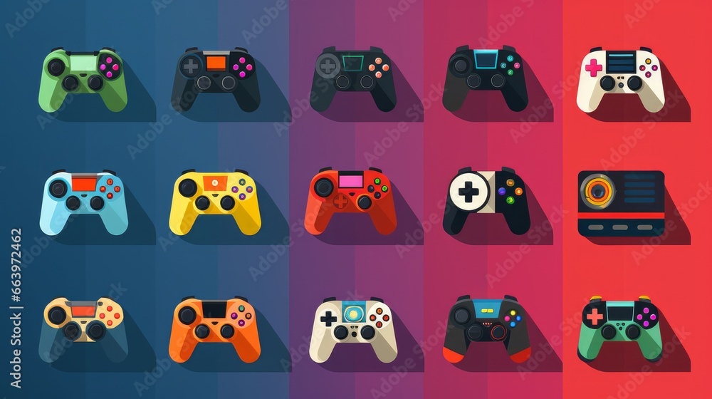 Icons representing various games in a contemporary flat design style ...