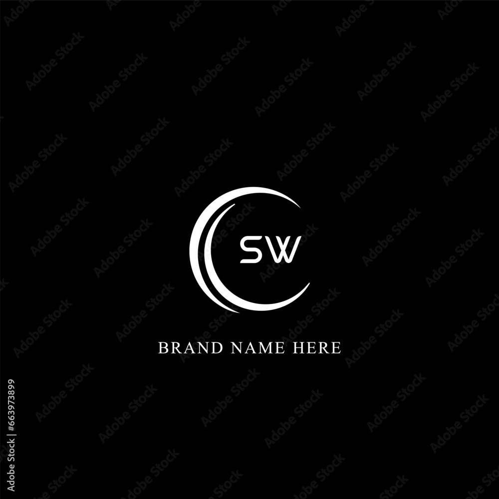 SW circle letter logo design with circle and ellipse shape. SW ellipse ...