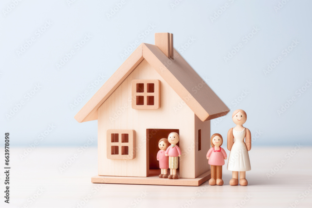 In the world of business and real estate, a miniature wooden house ...