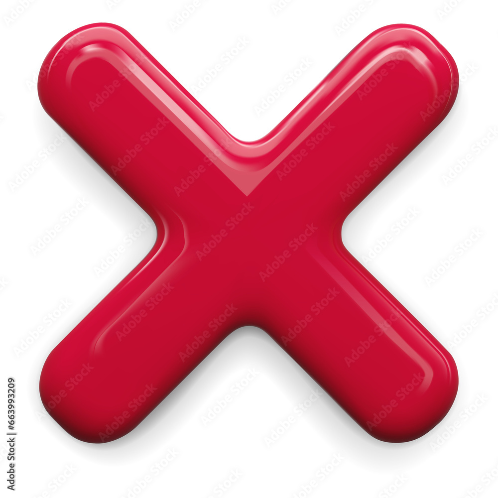 3D red X mark icon. Checkmark right symbol, tick sign. check and ...