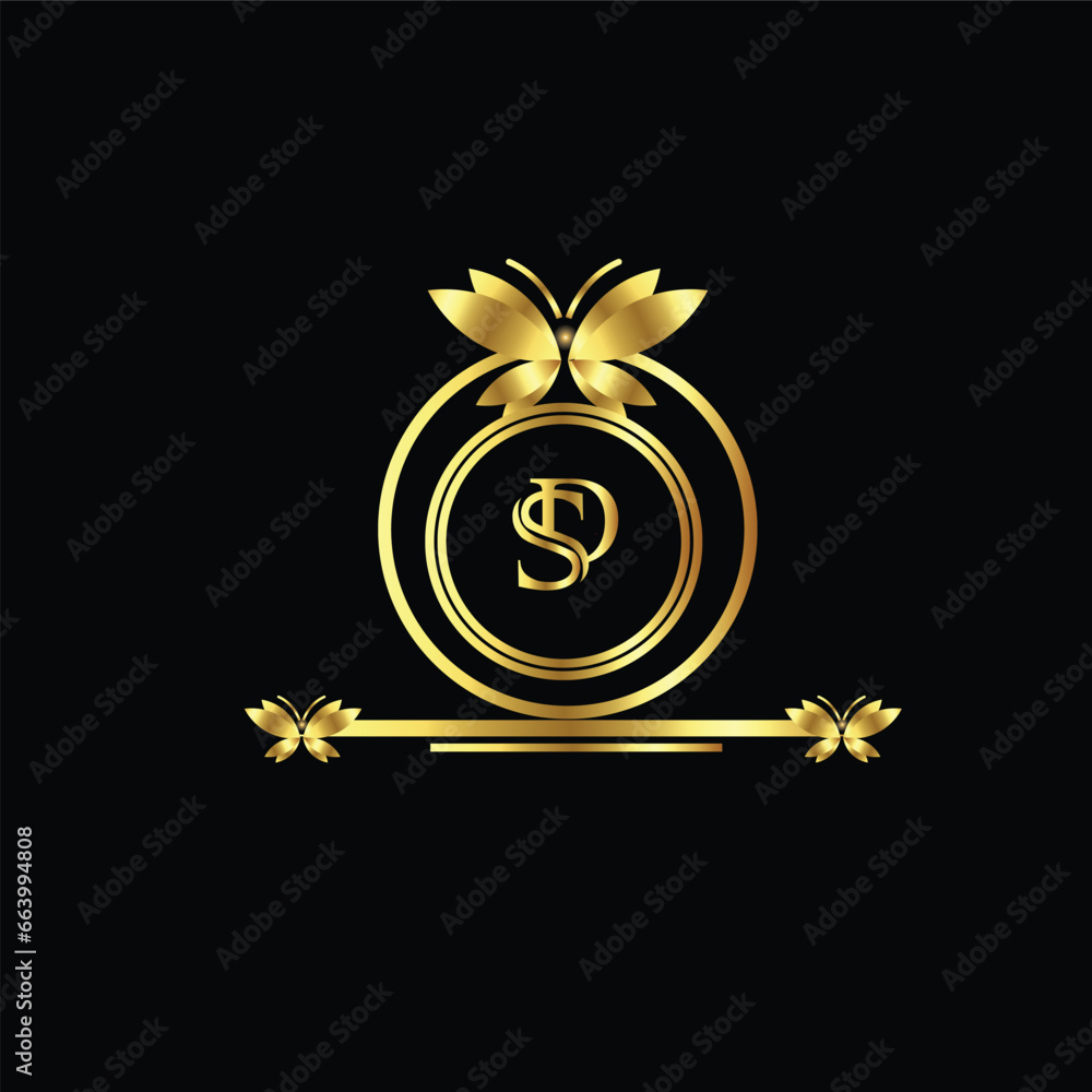 new creative golden latter logo design sd logo, sd icon, sd letter, sd ...