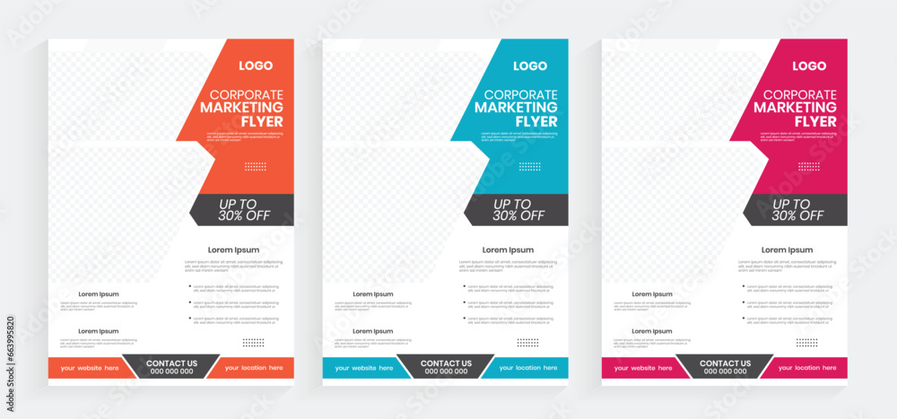 Creative business marketing printable flyer design, set of corporate ...
