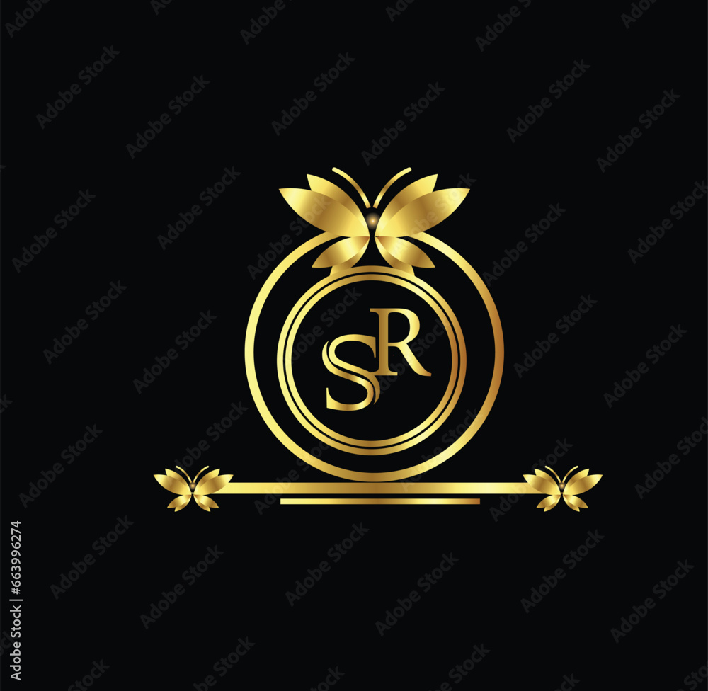 new creative golden latter logo design sr logo, sr icon, sr letter, sr ...