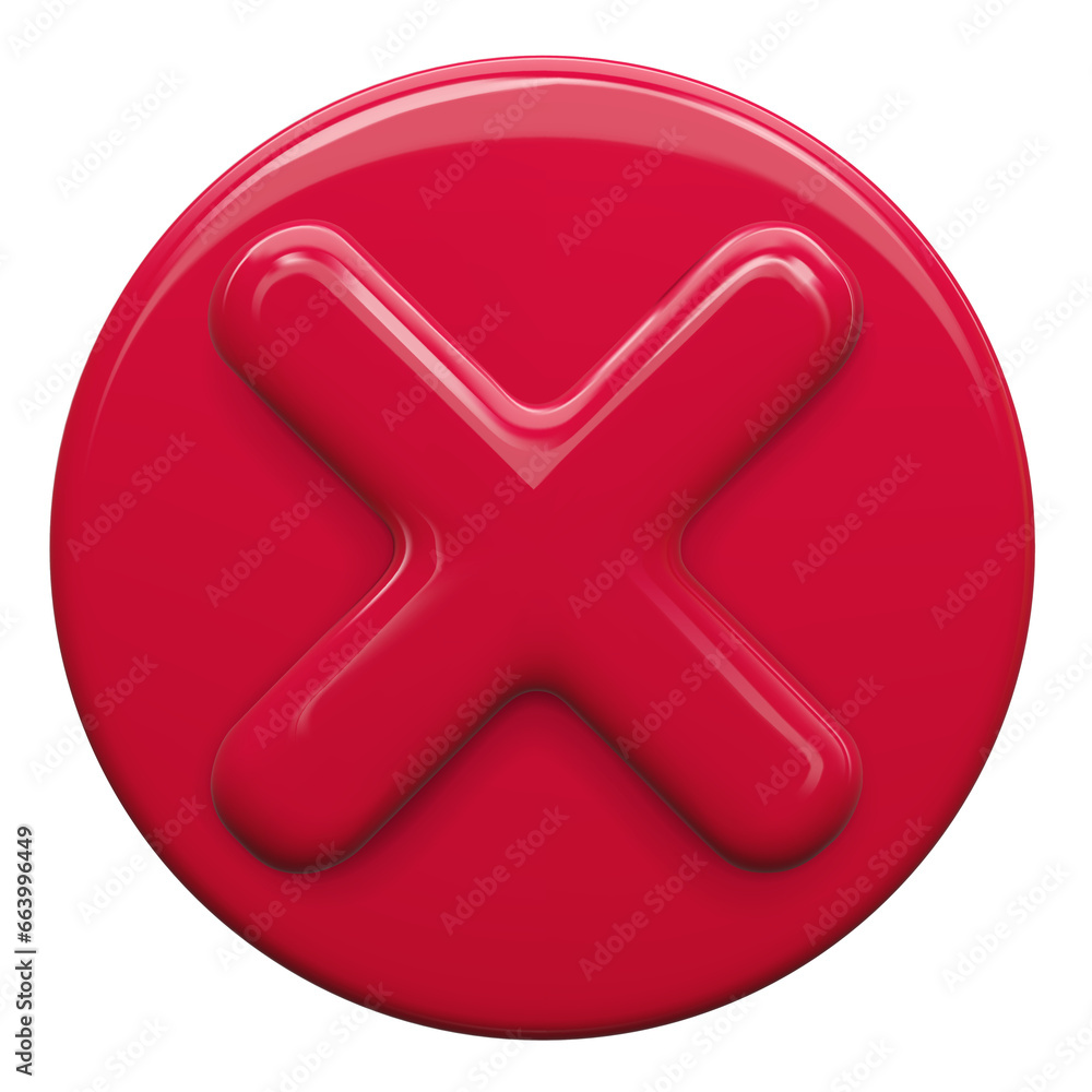 3D red X mark icon. Checkmark right symbol, tick sign. check and ...