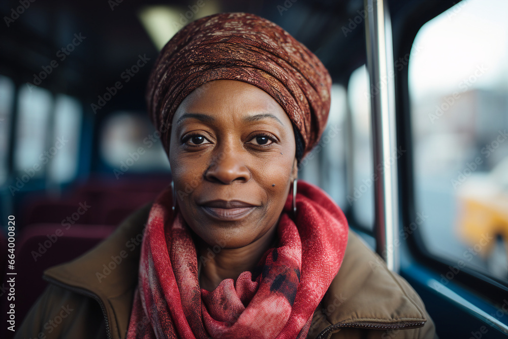 Generative AI portrait of traveler person using public transport have ...