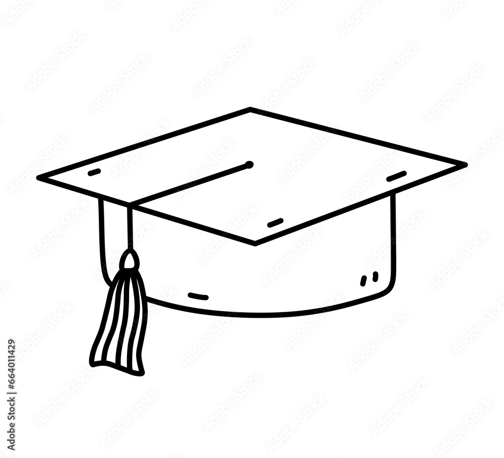 Graduation hat isolated on white background. University or college cap ...