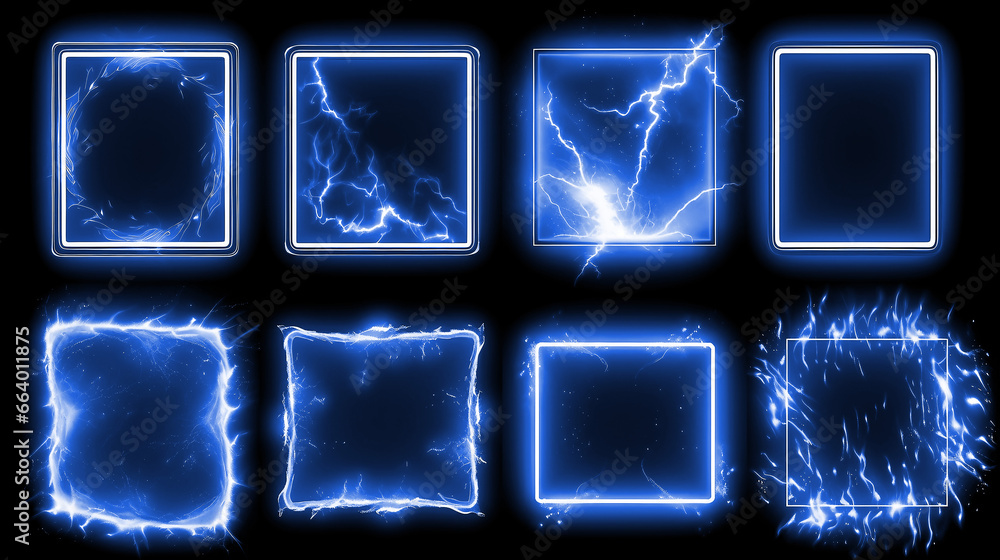 Rectangular and square lightning frames featuring thunderbolts and ...