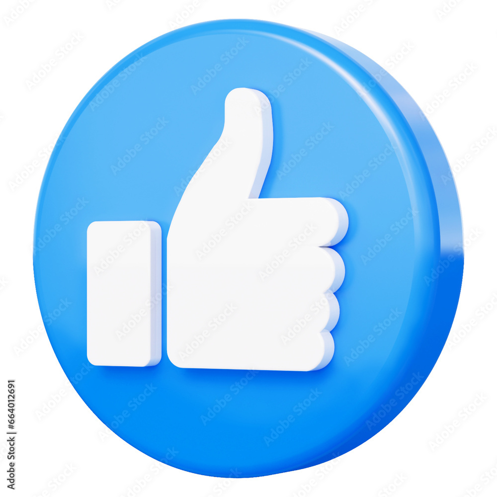 Blue like icon thumbs up social sign or notification button symbol ...